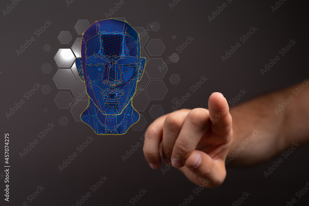 Human head and brain.Deep learning , Machine learning and artificial ...