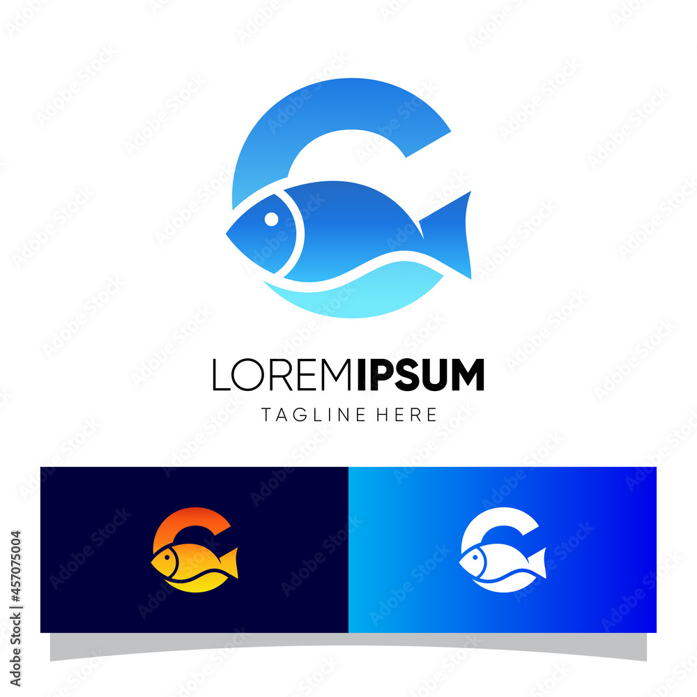 Letter C Fish Logo Design Vector Icon Graphic Emblem Illustration Stock ...
