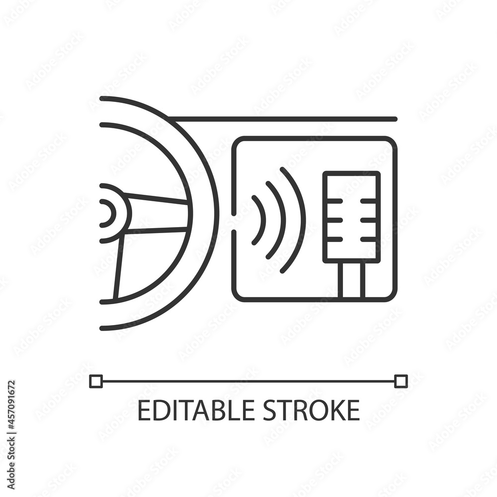 In-car voice control linear icon. Digital voice assistant. Advanced ...