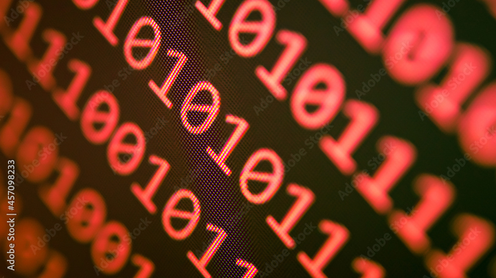 Abstract background of digital binary code of DEFI software. Crypto ...