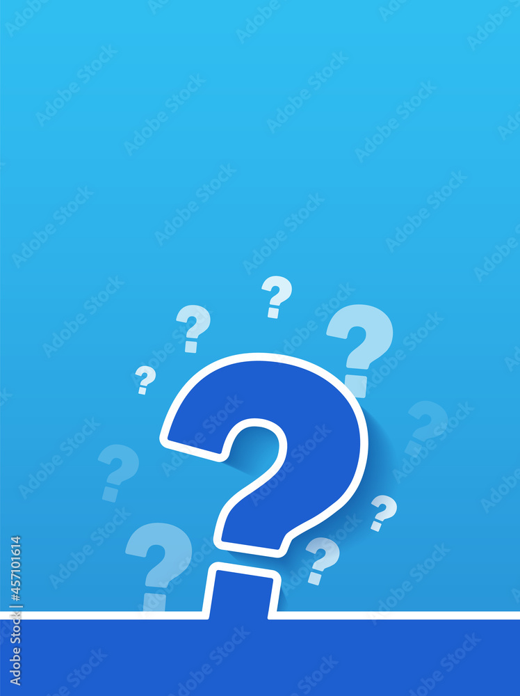 Large Question mark sign on blue background. Vertical background with ...