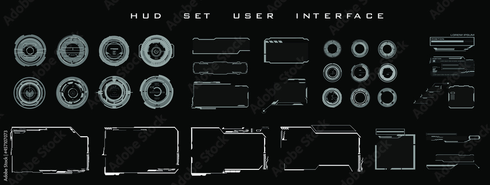 Elements for game design in the style of HUD. Big set futuristic HUD ...