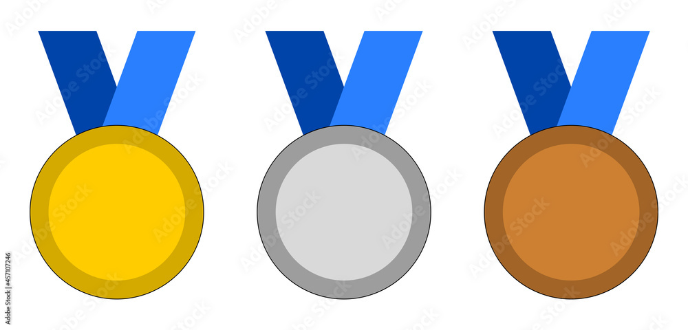 Medal Icon Set including Top Three 1st Gold 2nd Silver 3rd Bronze ...