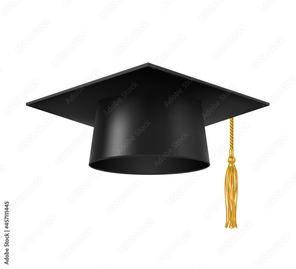 Graduate cap with tassel. Isolated university, college or academy ...