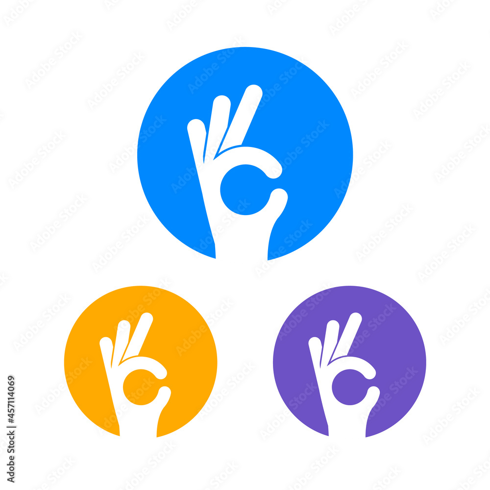 Ok hand sign vector finger logo. Ok hand symbol perfect okay gesture ...