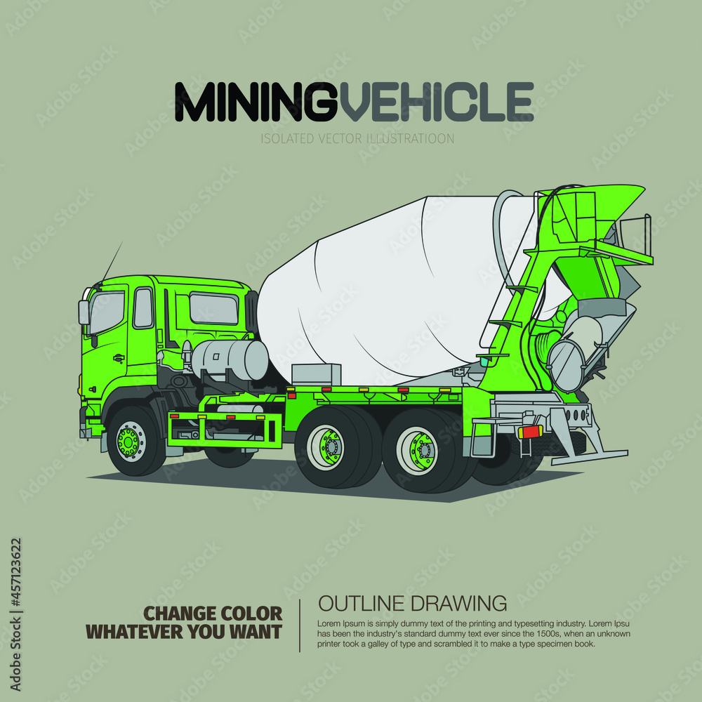 Industrial heavy duty and Mining vehicle isolated outline drawing ...