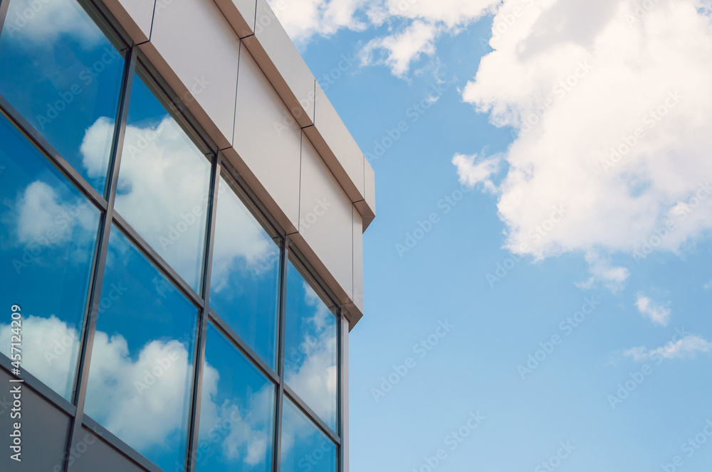 Modern facade steel cladding architectural elements detail. Exterior ...