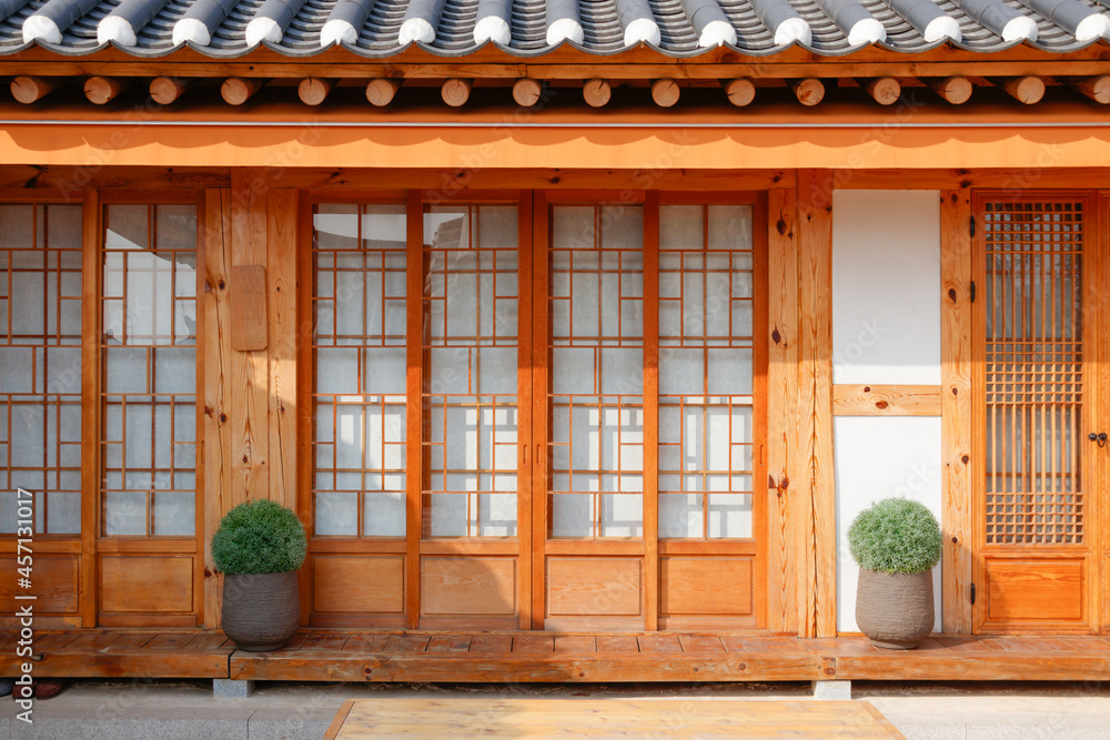 Traditional Korean style architecture at Hanok Village. Traditional ...