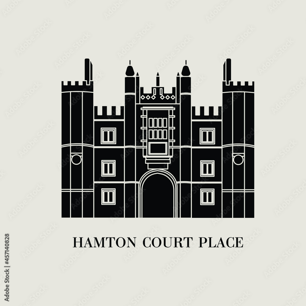 Stockvector Silhouette flat vector illustration of a historic building ...