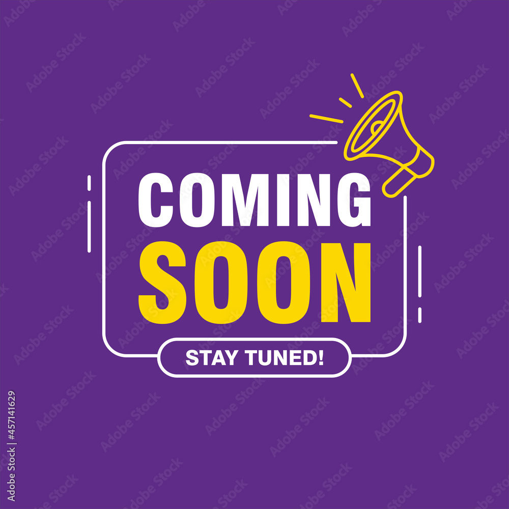 simple coming soon text design, coming soon sign with megaphone and ...