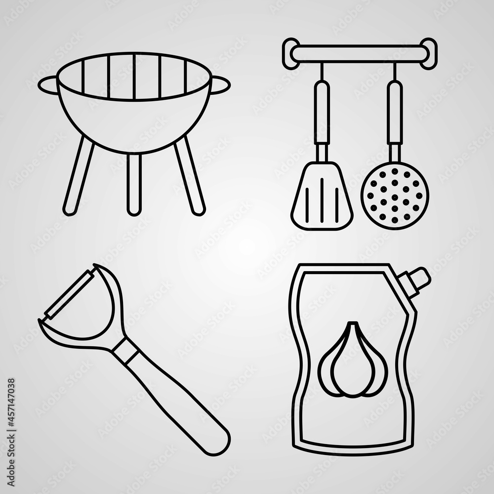 Cooking Symbol Collection On White background Cooking Outline Icons ...