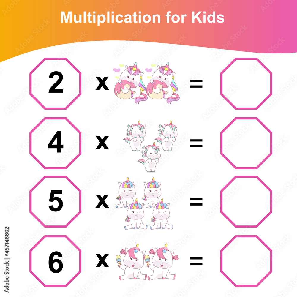 Multiplication Unicorn Worksheet for preschool. Printable math ...