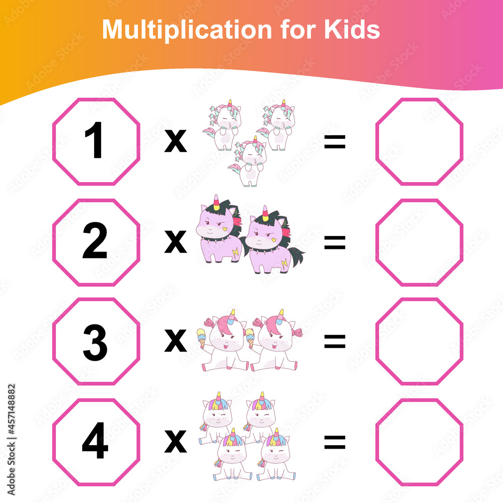 Multiplication Unicorn Worksheet for preschool. Printable math ...