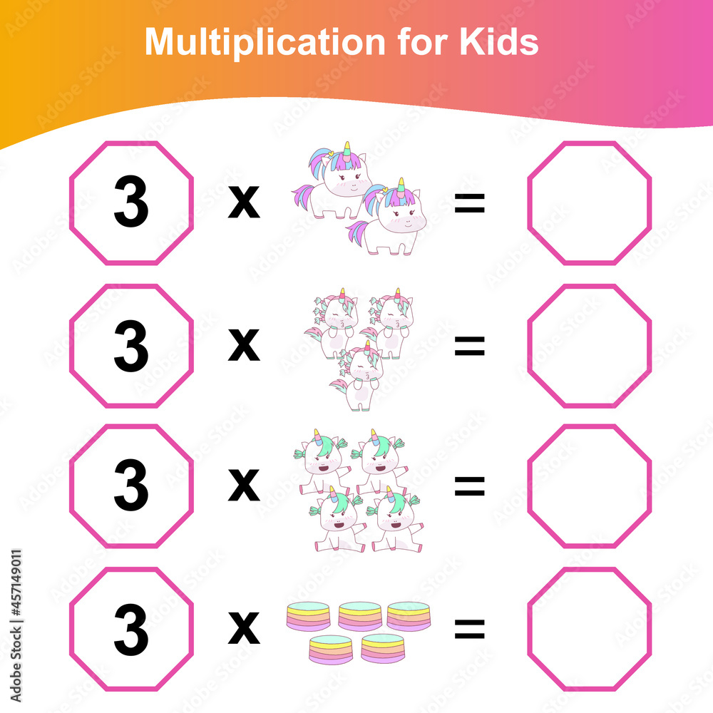 Multiplication Unicorn Worksheet for preschool. Printable math ...