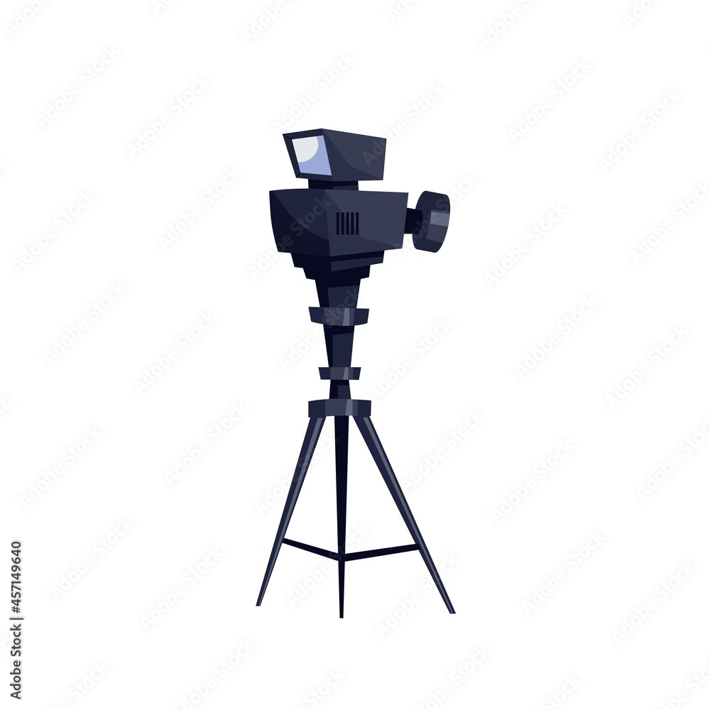 Vector flat cartoon video camera isolated on empty background ...