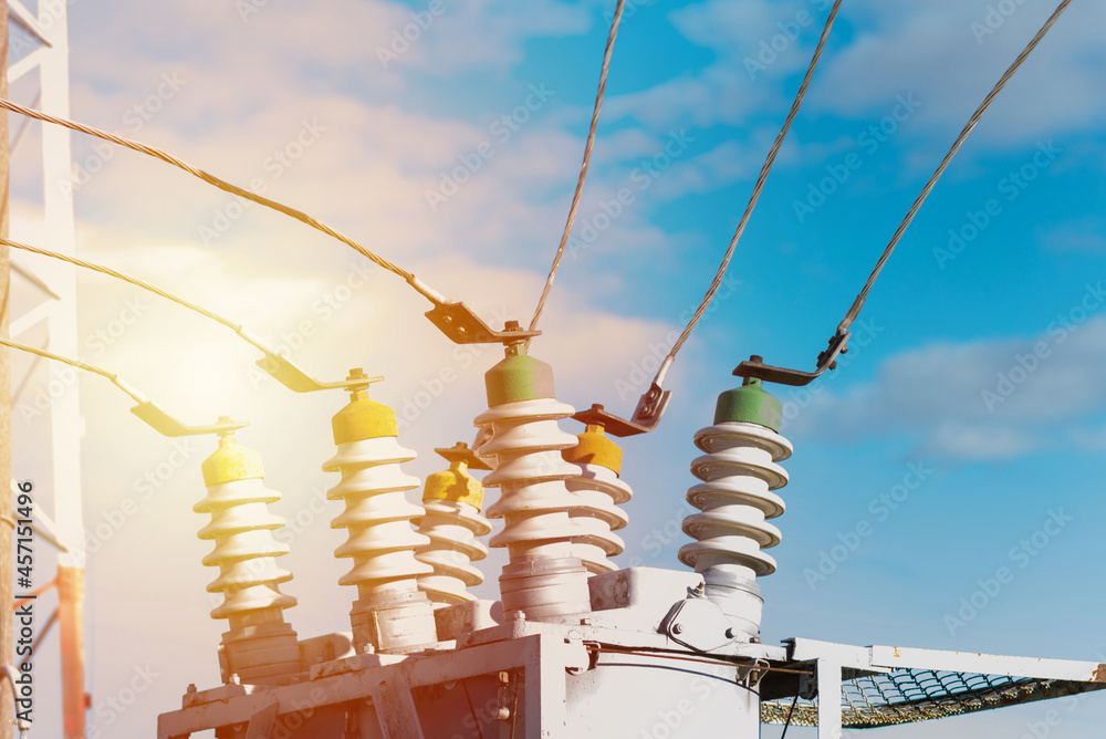 High voltage electric generator insulators.Detail of high voltage ...