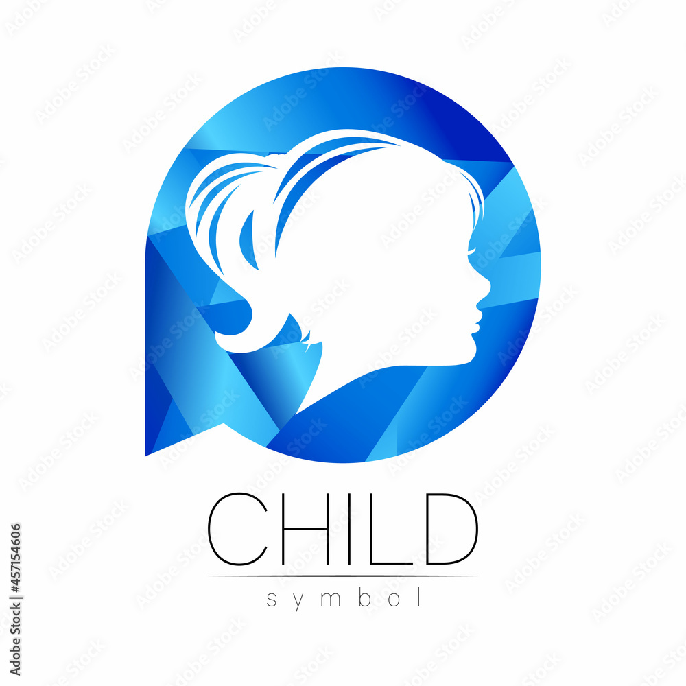 Child Blue Vector Logotype vector Silhouette profile human head ...
