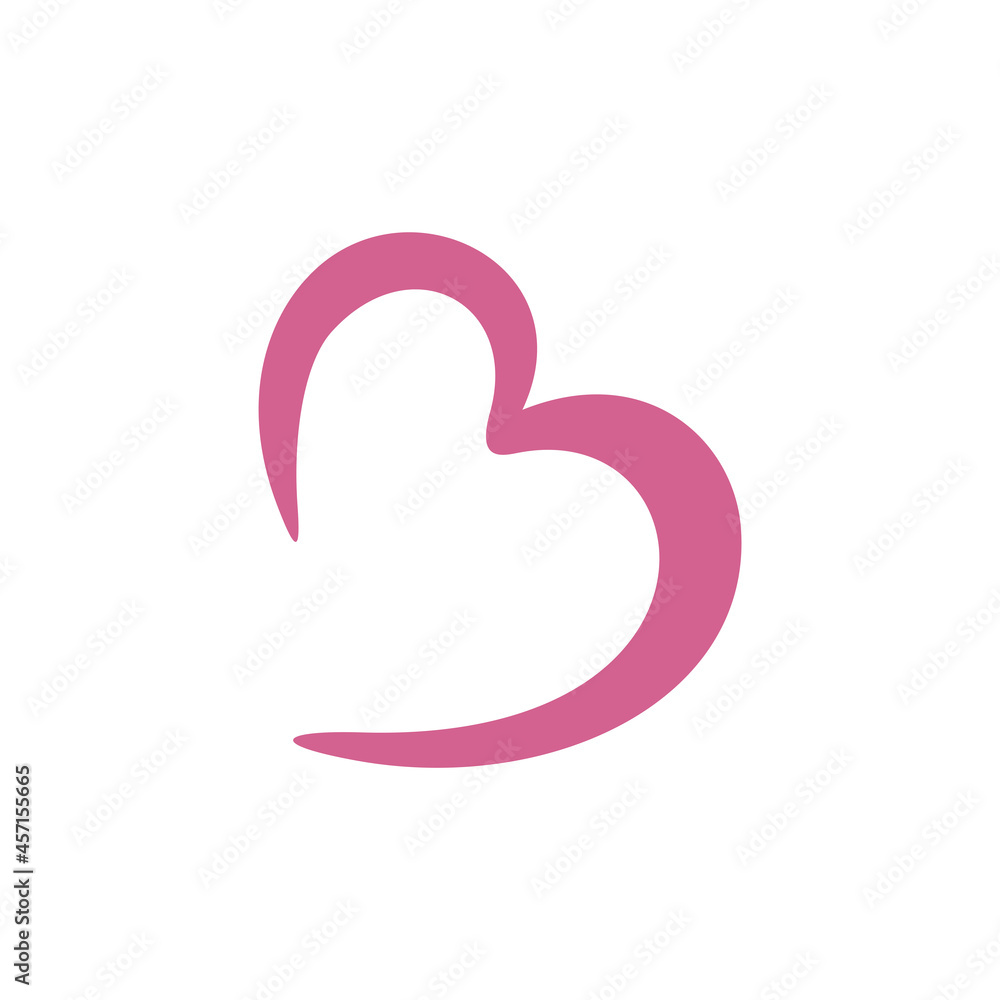 Letter B Initial Letter Pink Heart Shape Belly Icon Vector Logo ...