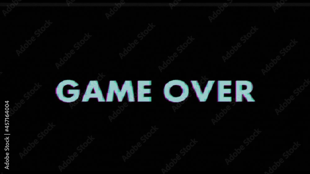 Game Over title pixel art animation with retro glitch and tv ...