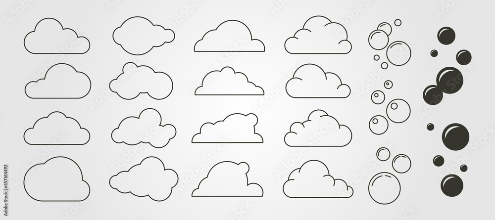 cloud and bubble icon logo vector symbol minimal design, line art ...