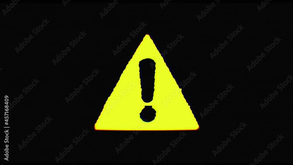 Retro vintage warning sign with exclamation point pixel art glitch ...