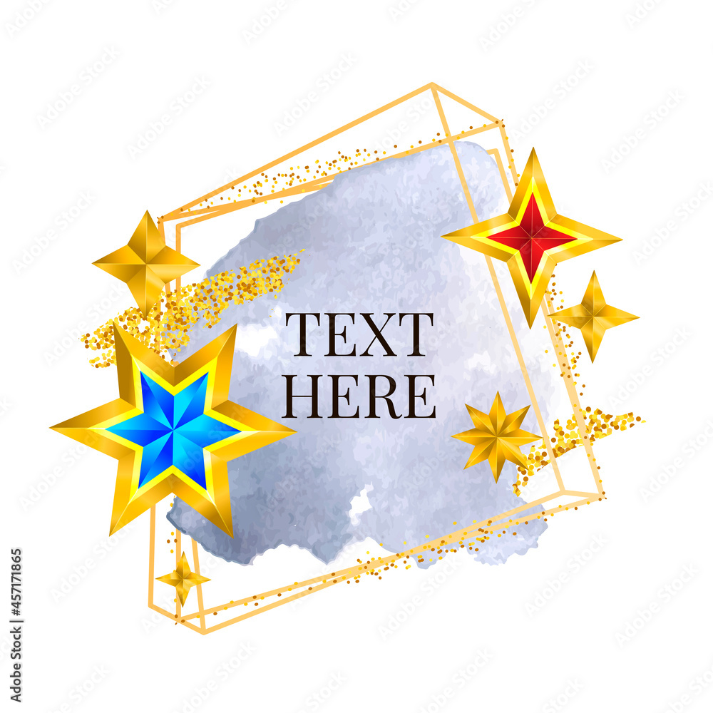 Gold frame paint Hand painted vector brush stroke. Perfect design for ...