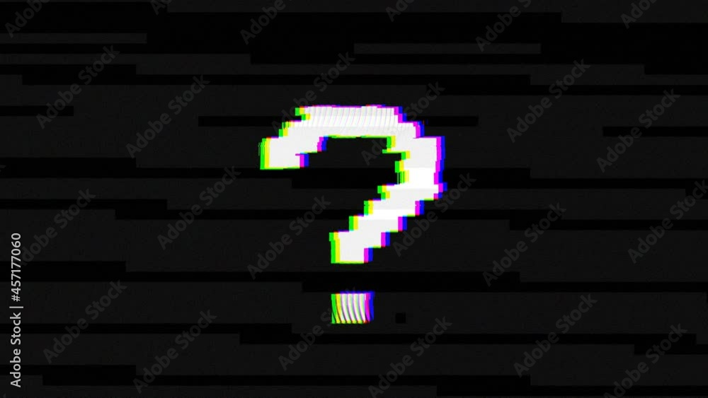 Question mark sign retro vintage pixel art glitch animation with ...