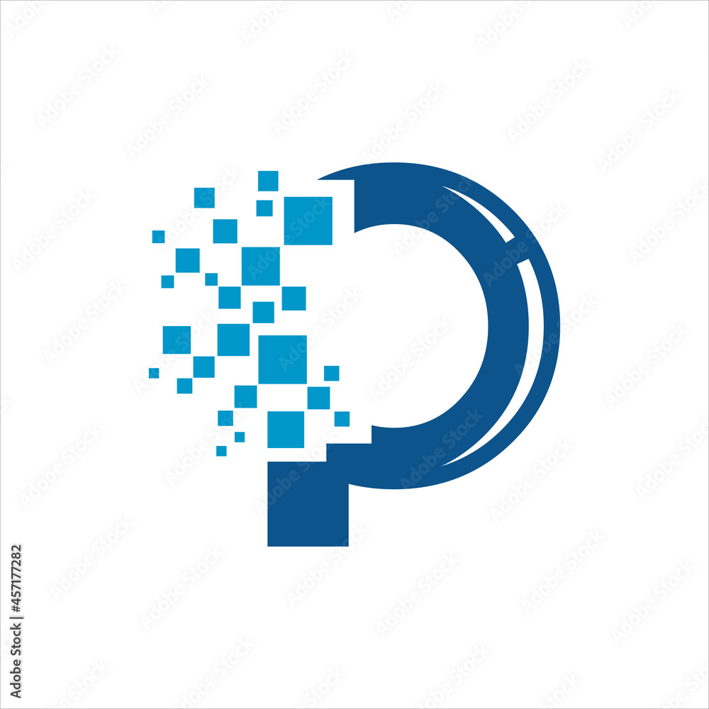 Letter P pixel vector template Stock Vector | Adobe Stock