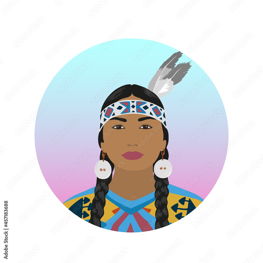 Vector illustration of an Indian woman in a national costume.Portrait ...
