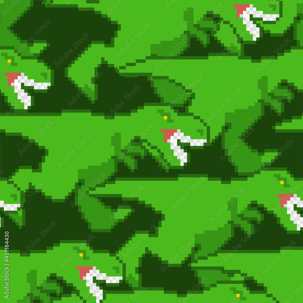 Dinosaur tyrannosaurus rex pixel art pattern seamless. Pixelated T-rex ...