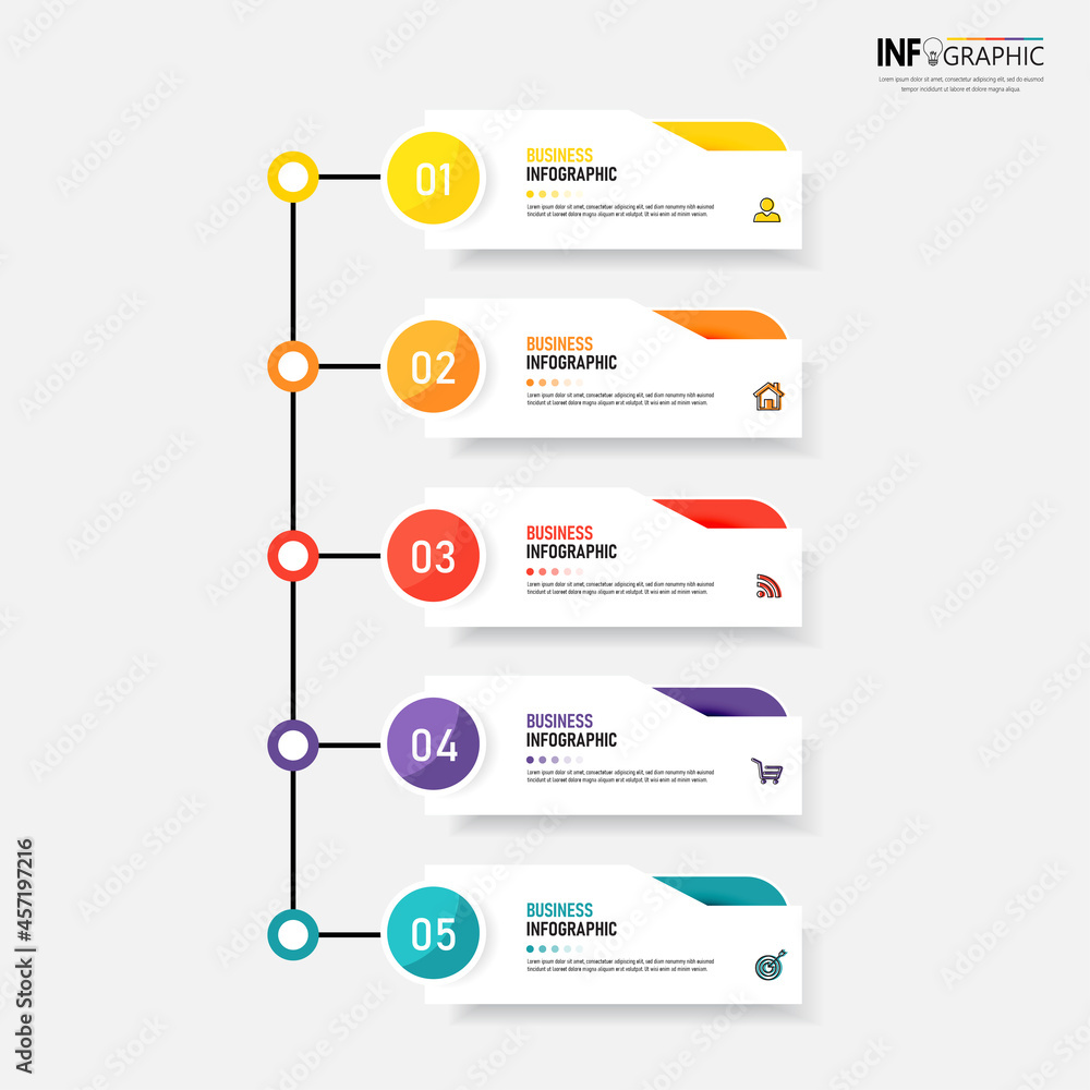 5 steps timeline Infographics design template Stock Vector | Adobe Stock