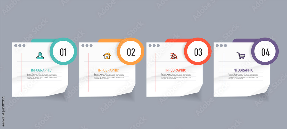 Four steps Timeline Infographics design template. Stock Vector | Adobe ...