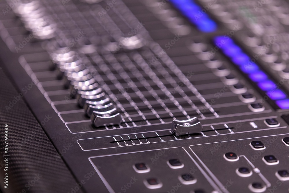 buttons equipment in audio recording studio. Professional concert ...