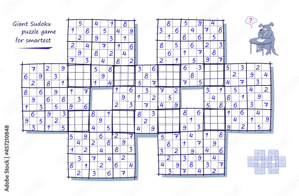 Logic game for smartest. Giant Sudoku. Big size puzzle with 7 squares ...