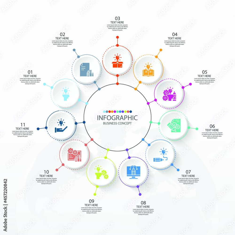 Basic circle infographic template with 11 steps. Stock Vector | Adobe Stock