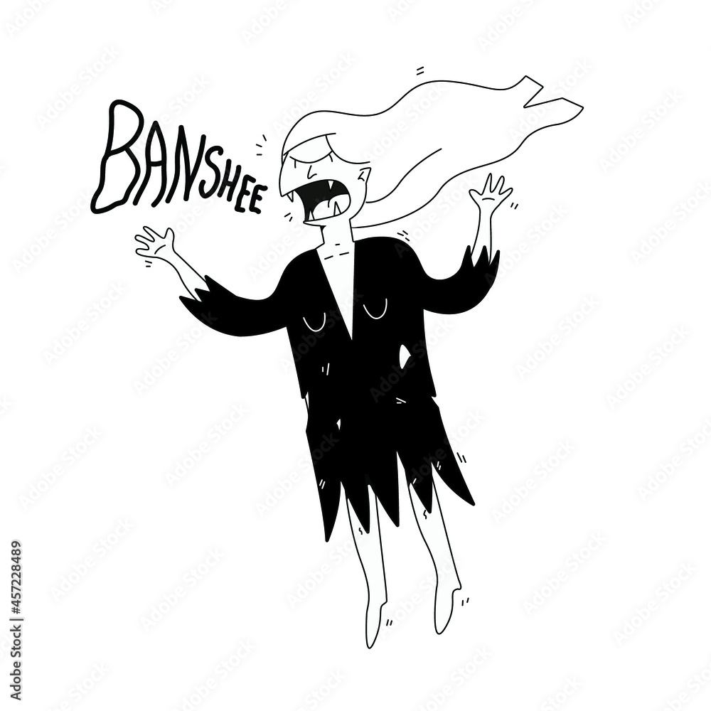 cartoon banshee flying and screaming Stock Vector | Adobe Stock