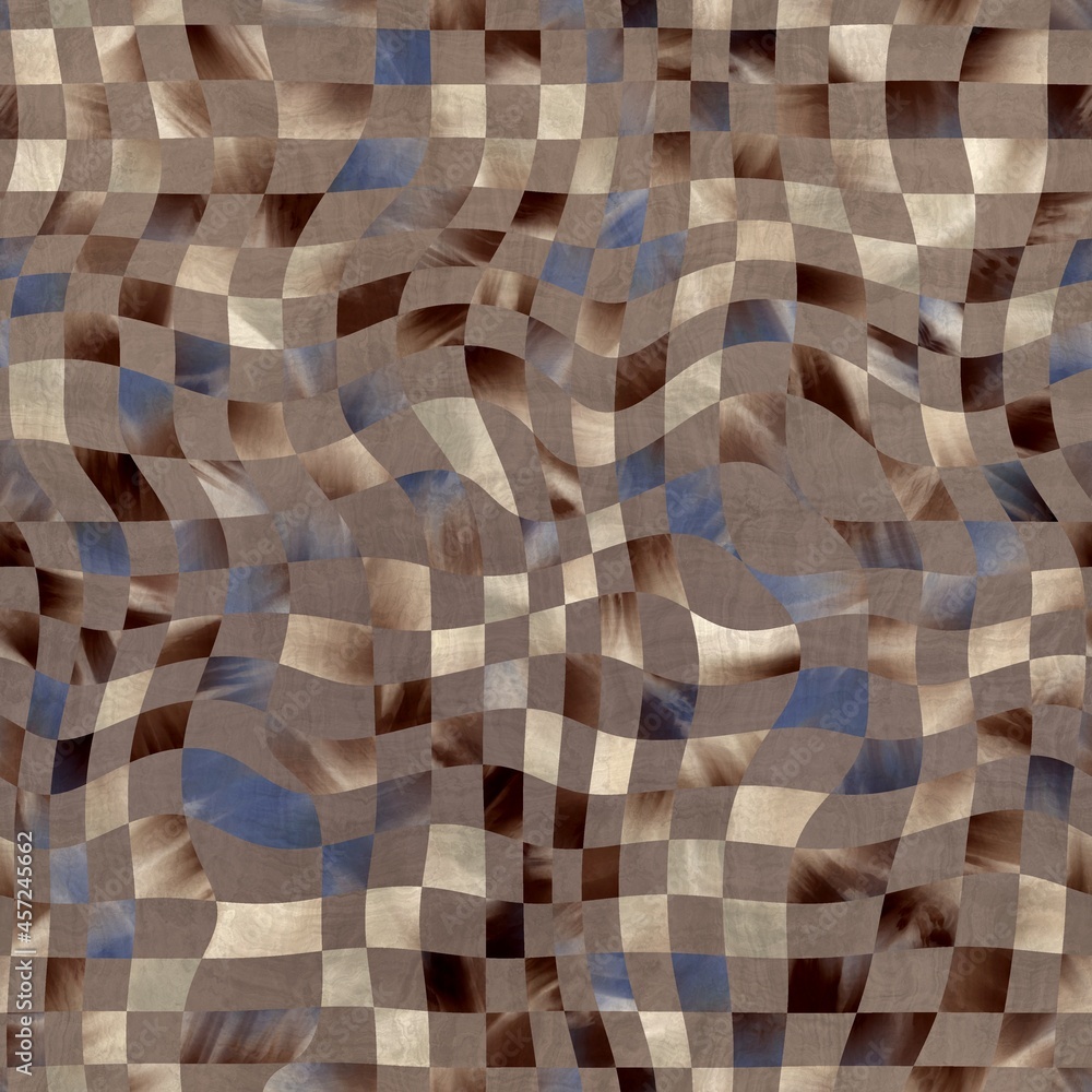Seamless abstract wavy distorted check pattern for print. High quality ...