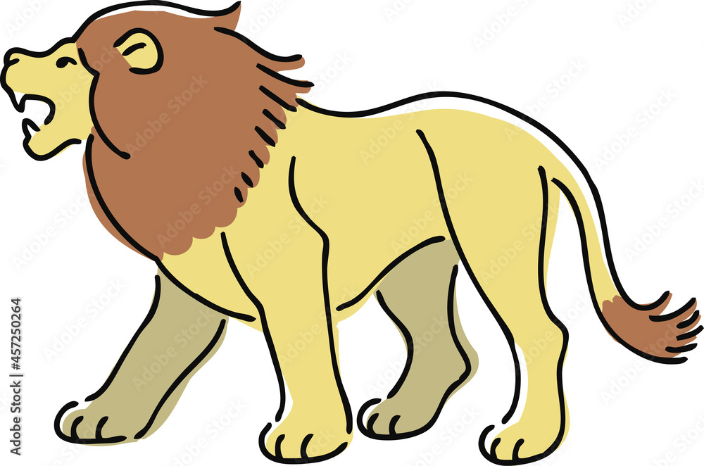 手描き風のライオンのイラスト（オス） Stock Vector | Adobe Stock