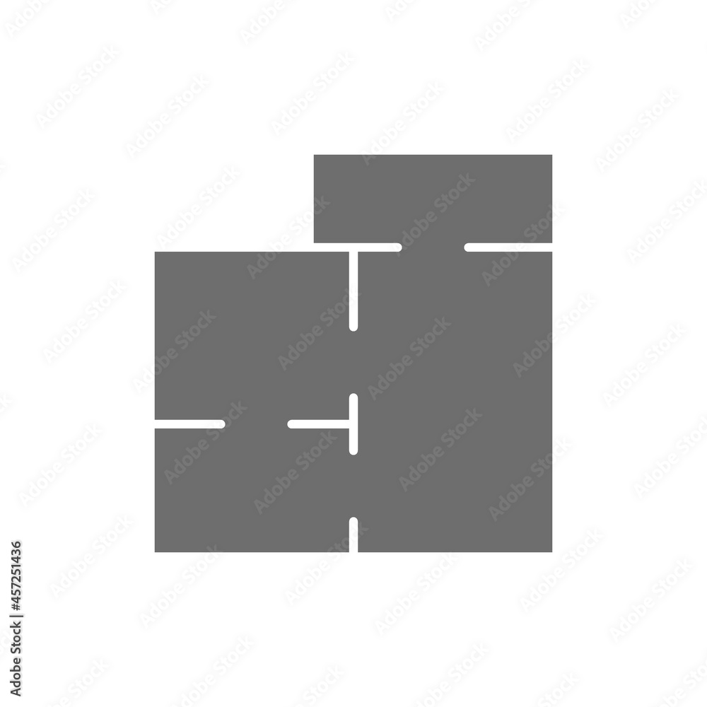 Apartment map, house project, floor plan grey icon. Stock Vector ...