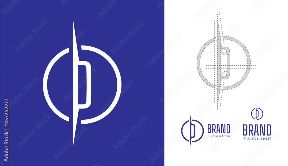 Clean Minimal letter D Logo in a circle border stroke line with logo ...