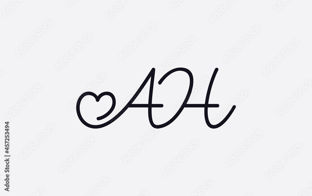 Simple and creative love sign. love logo. heart sign logo by AH letter ...