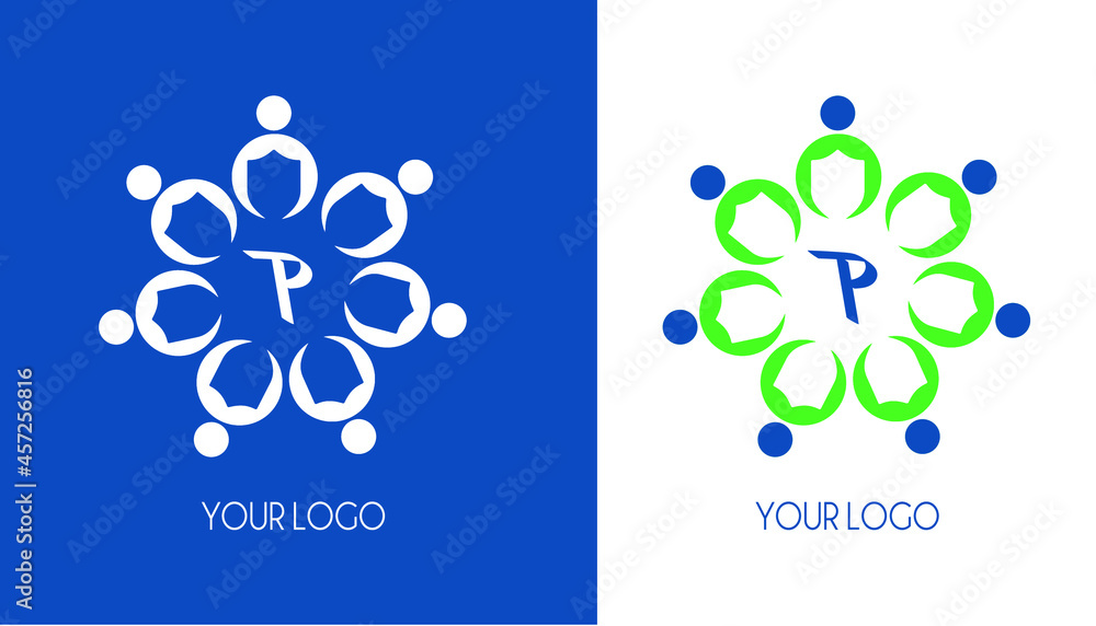 Letter p logo in a circular shape and multiple colors suitable for any ...
