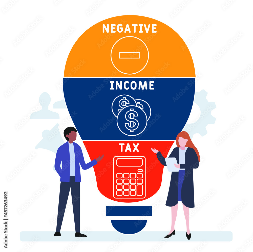 Flat design with people. NIT - Negative Income Tax acronym. business ...
