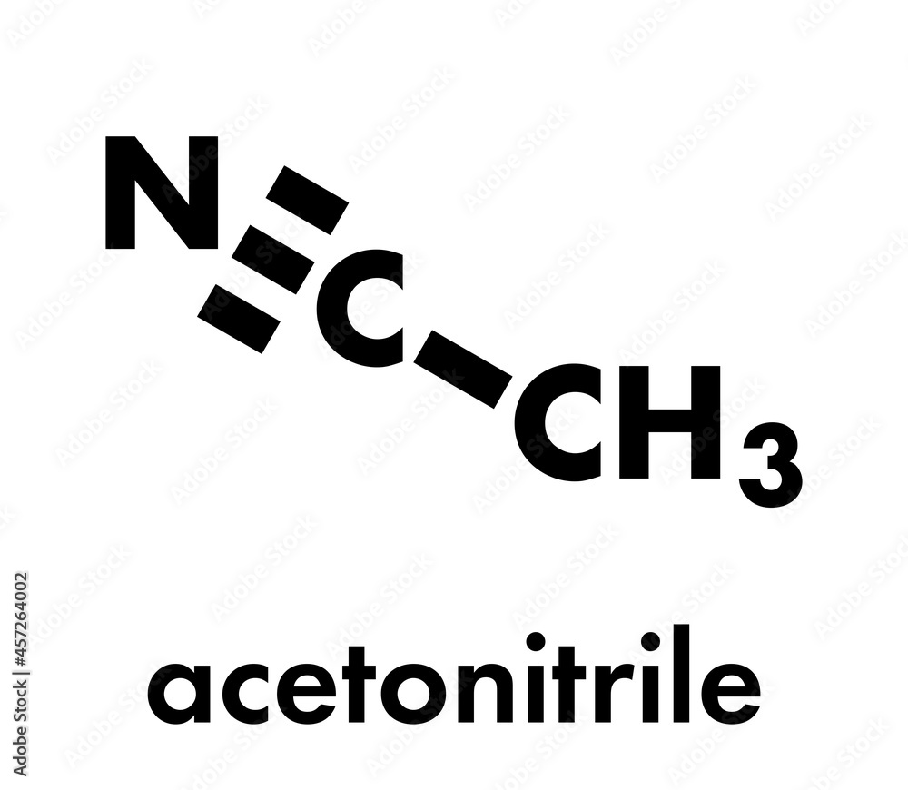 Acetonitrile chemical solvent molecule. Skeletal formula. Stock Vector ...