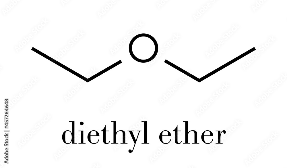 Diethyl ether solvent molecule. Skeletal formula. Stock Vector | Adobe ...