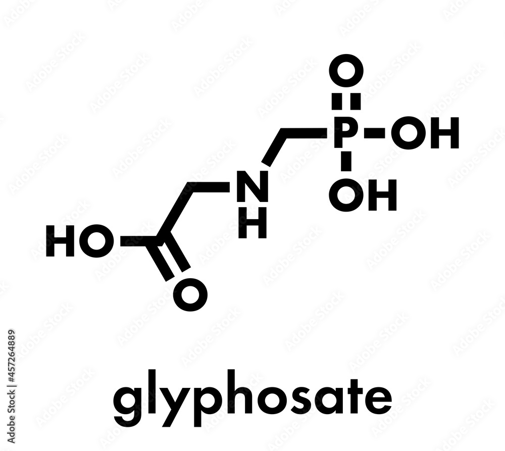Glyphosate herbicide molecule. Crops resistant to glyphosate ...