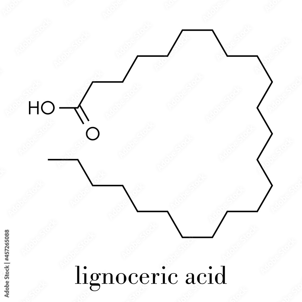 Lignoceric (tetracosanoic) acid molecule. Saturated fatty acid ...
