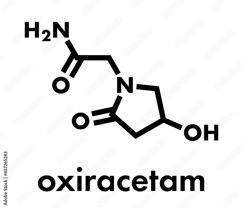 Oxiracetam nootropic drug molecule. Skeletal formula. Stock Vector ...