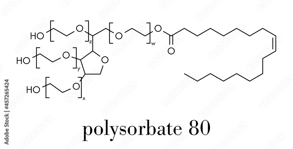 Polysorbate 80 surfactant and emulsifier molecule. Used in food (E433 ...