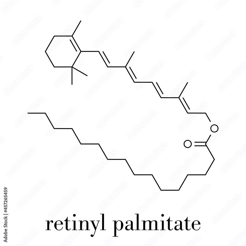 Retinyl palmitate vitamin supplement molecule. Ester of vitamin A ...